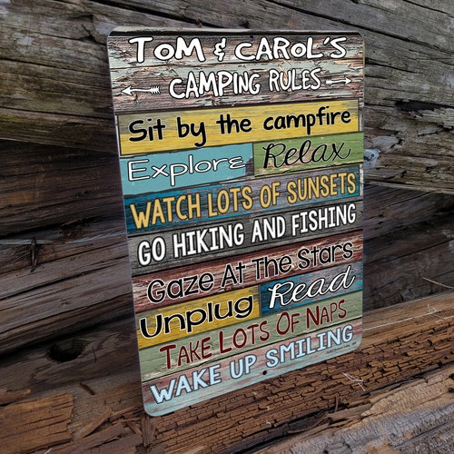 Metal Personalized Custom CAMPING RULES Sign 9x12 - Etsy