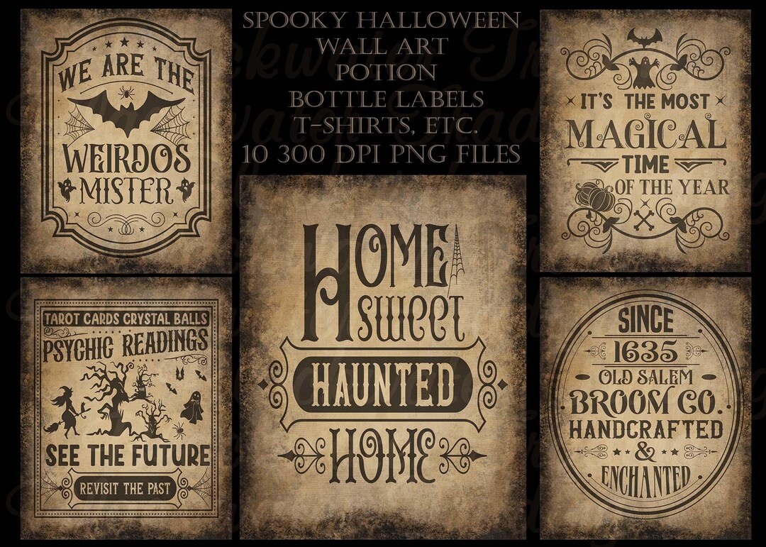 Spooky Halloween Junk Journal Pages Gothic Wall Art Prints Scrapbooking ...