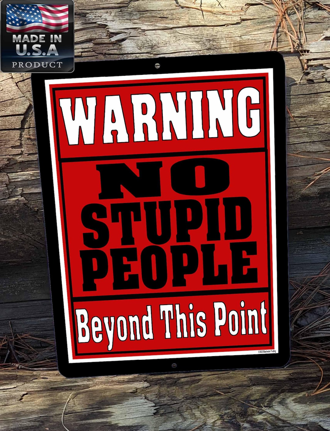 Warning No Stupid People Beyond This Point Funny Sarcastic 9"x12" Metal ...