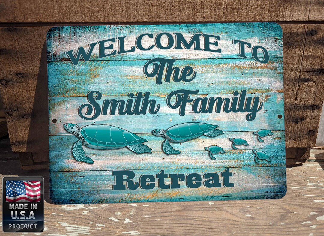 Personalized Welcome to "your Name" Retreat Sea Turtles 9"x12" Metal ...