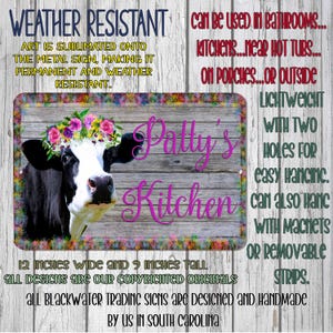 Personalized Custom Black and White Diva Cow 9" X 12" Metal Kitchen ...
