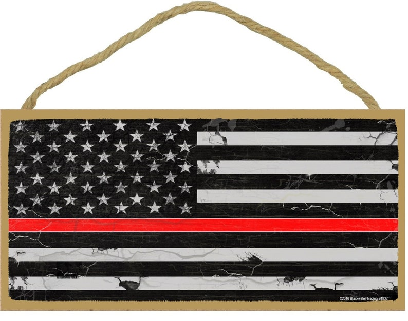 The Thin Red Line Firefighter Fireman Distressed American Flag - Etsy
