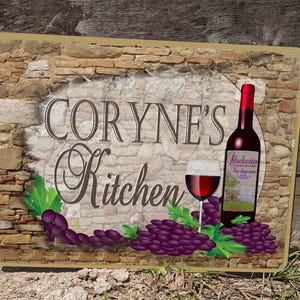 Personalized Your Name's Kitchen Tuscan Italian Style Wine Bottle Glass ...