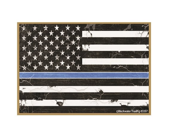 The Thin Blue Line Police Cop Distressed American Flag Gun | Etsy