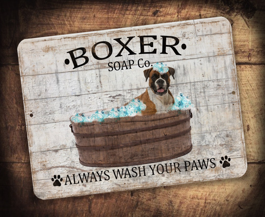 9x12 Metal Fawn Boxer Soap Company Always Wash Your Paws Funny Bathroom ...