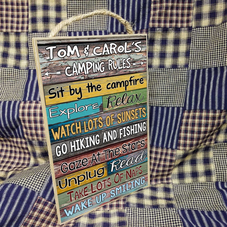 Personalized Custom CAMPING RULES Sign 7x10.5 - Etsy