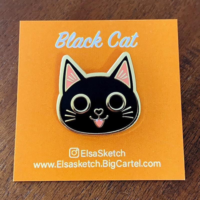 Black Cat Enamel Pin - Etsy