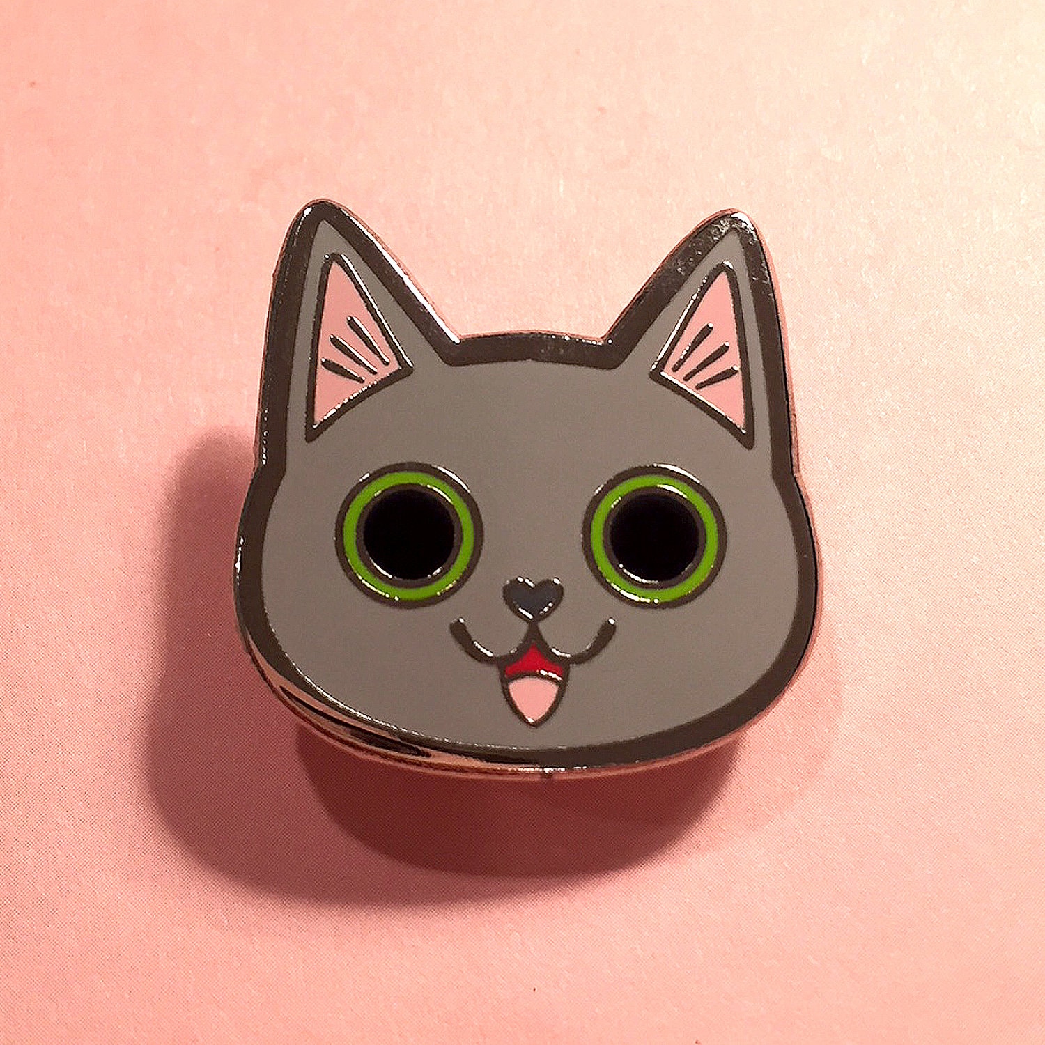 Grey Cat Enamel Pin | Etsy