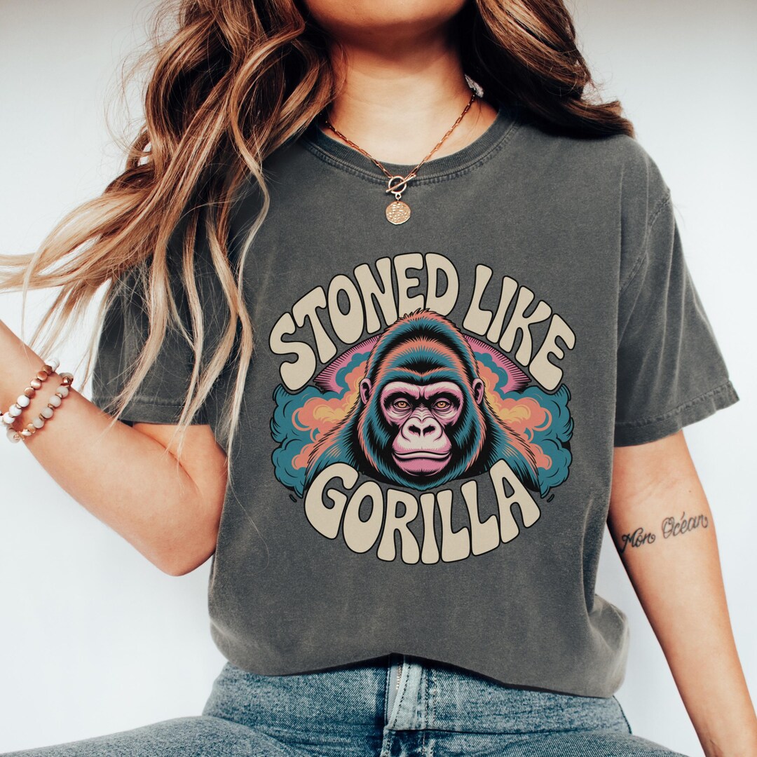 Chill Gorilla T-shirt: Retro Animal Print, Unisex Cotton Tee - Etsy