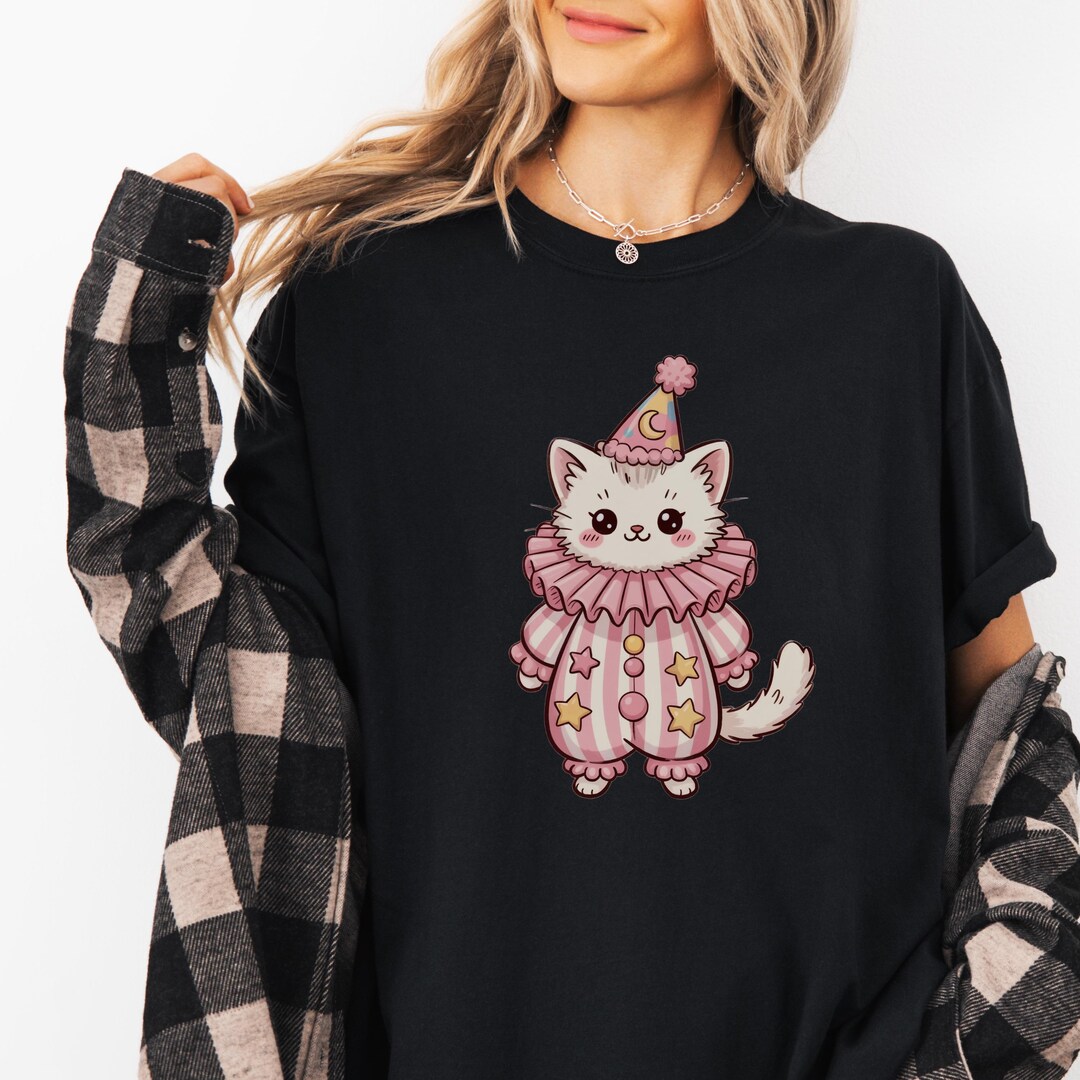 Clown Cat Shirt Kawaii Kitty Tee | Cute Circuscore Graphic T-shirt ...