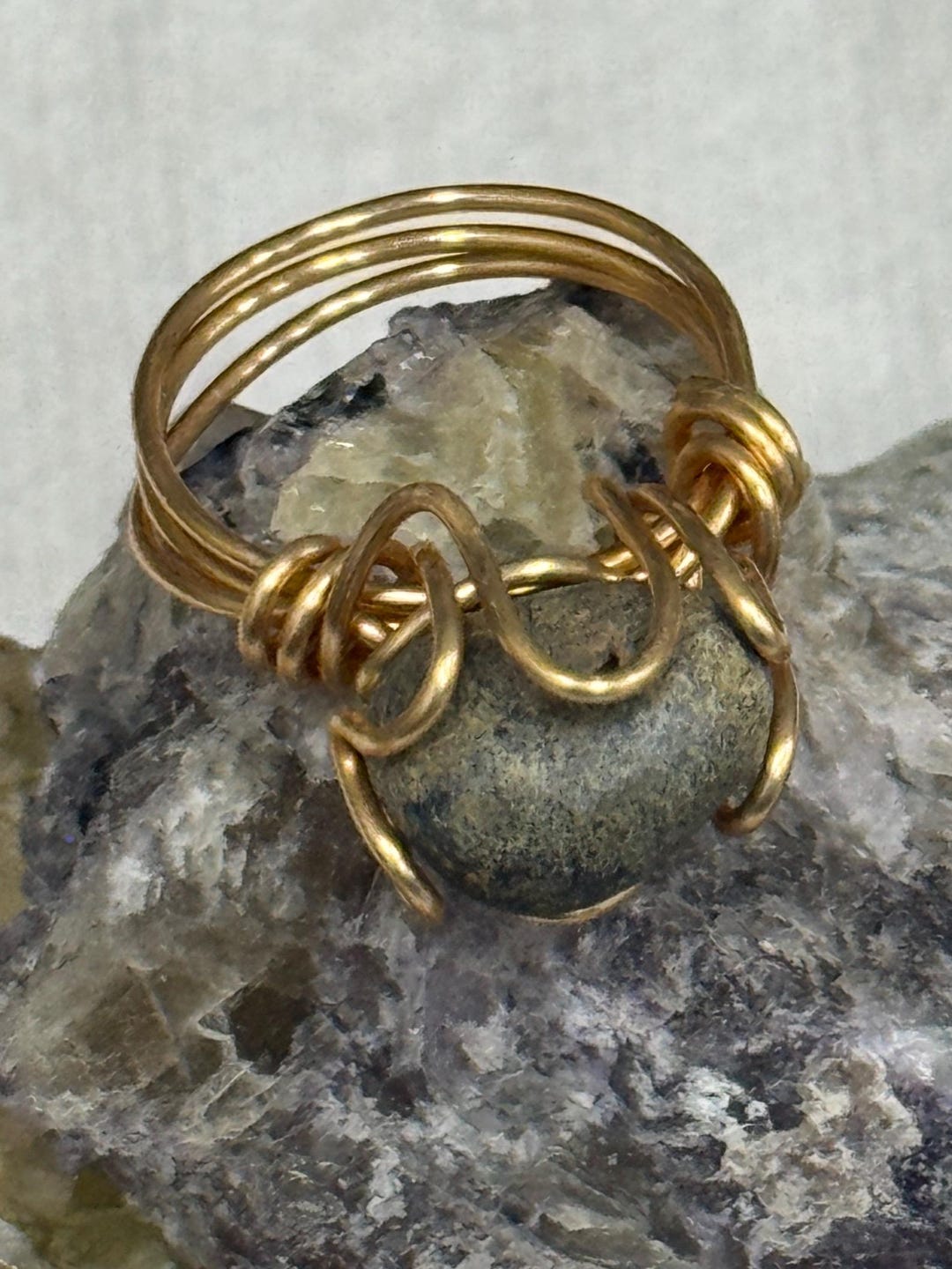 Fluorite and Chalcopyrite 14k Gold Plated Authentic Handmade Wire ...
