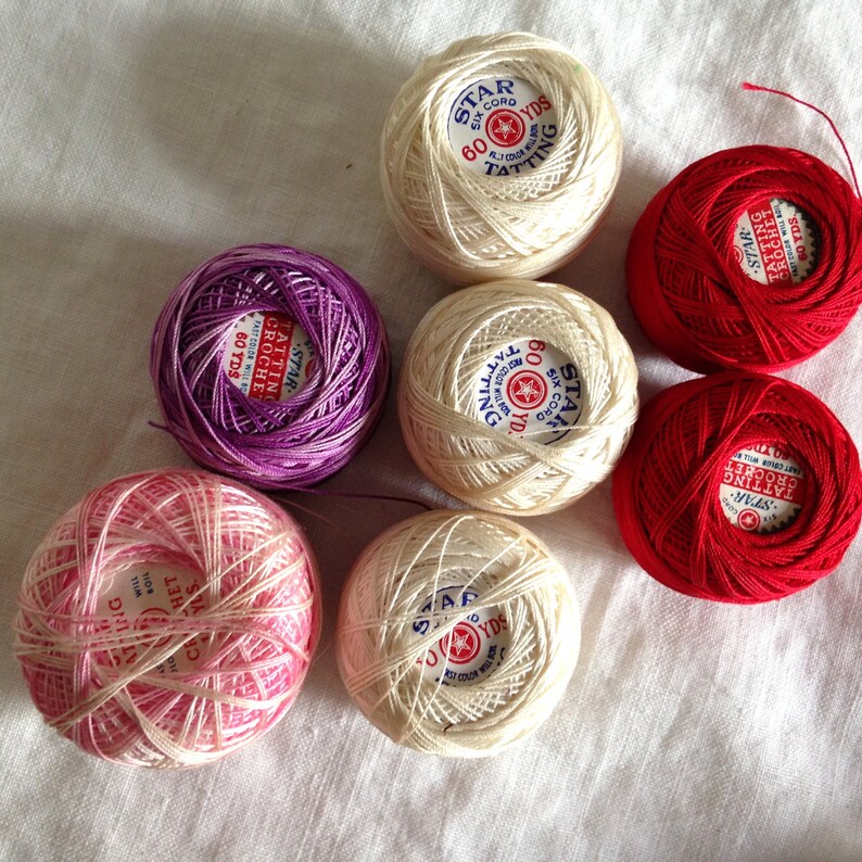 Lot Vintage Tatting Crochet Thread Variegated and Solid Colored Cotton ...