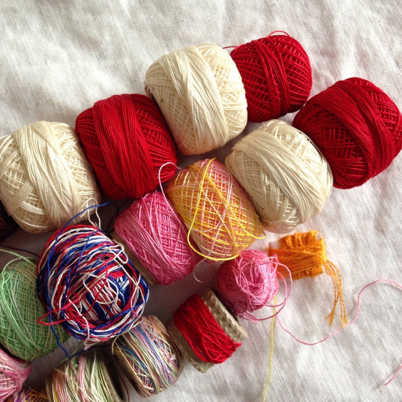 Lot Vintage Tatting Crochet Thread Variegated and Solid Colored Cotton ...