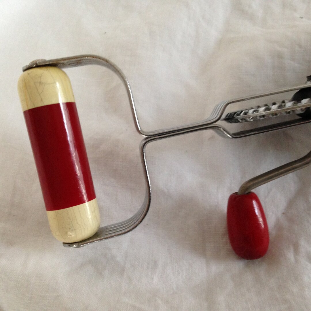 Vintage Ekco Egg Beater, Hi Speed A&J Hand Crank, Red Ivory Wood Handle ...