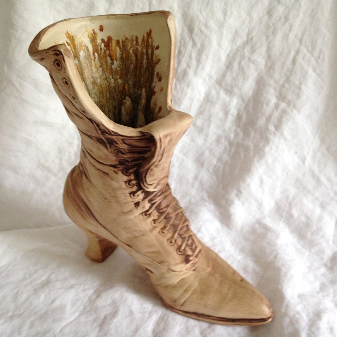 Vintage Ceramic Boot Vase, Victorian High Top Lace up Shoe for Dried or Silk Flowers - Etsy