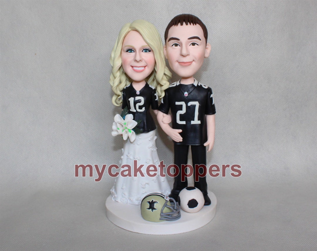 Football Wedding Cake Topper Football Bobblehead Cake Topper Wedding ...