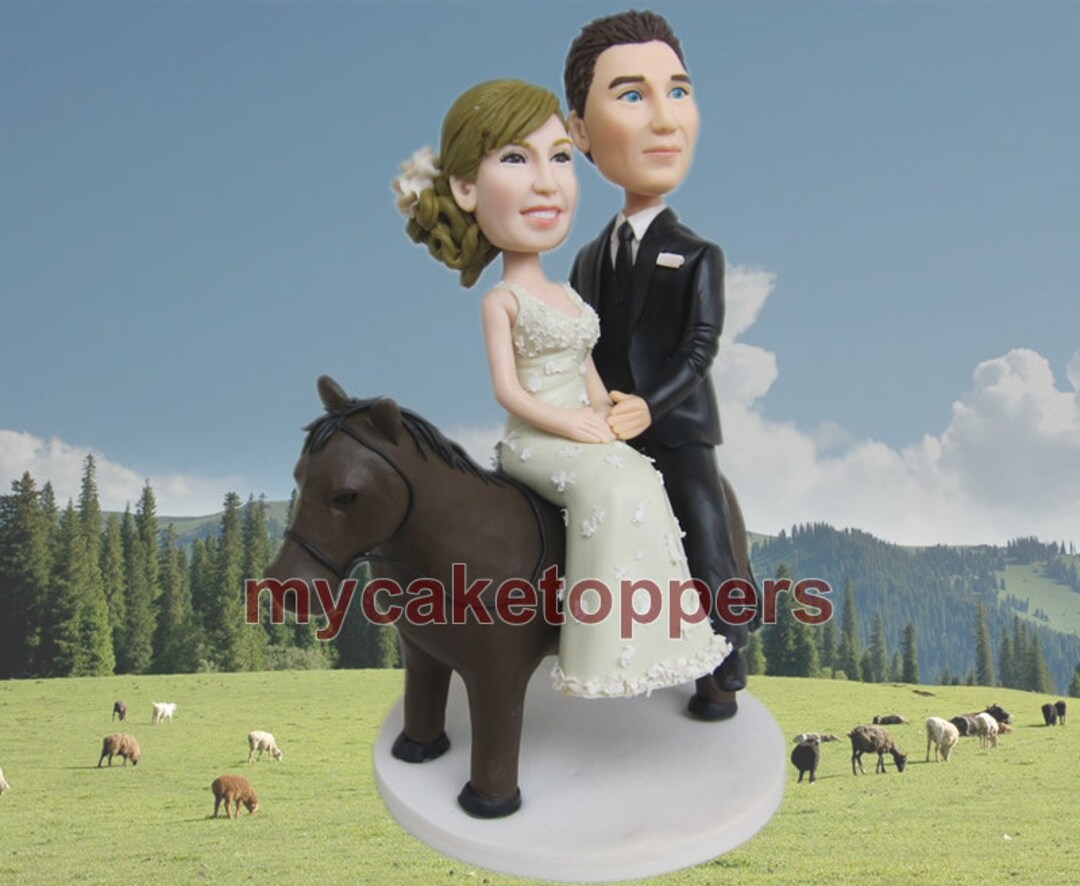 Wedding Cake Toppers Riding a Horse Cake Topper Custom Cake Topper ...