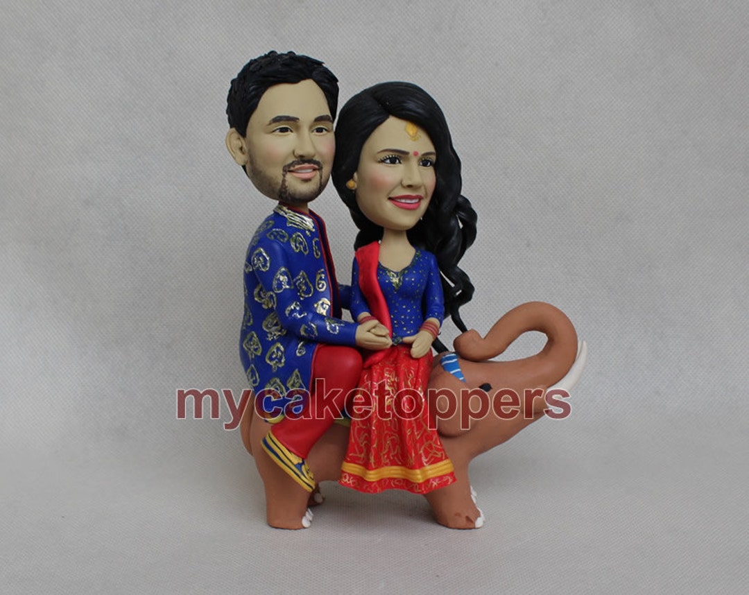 Custom Indian Wedding Cake Topper: Saree, Elephant, Personalized ...
