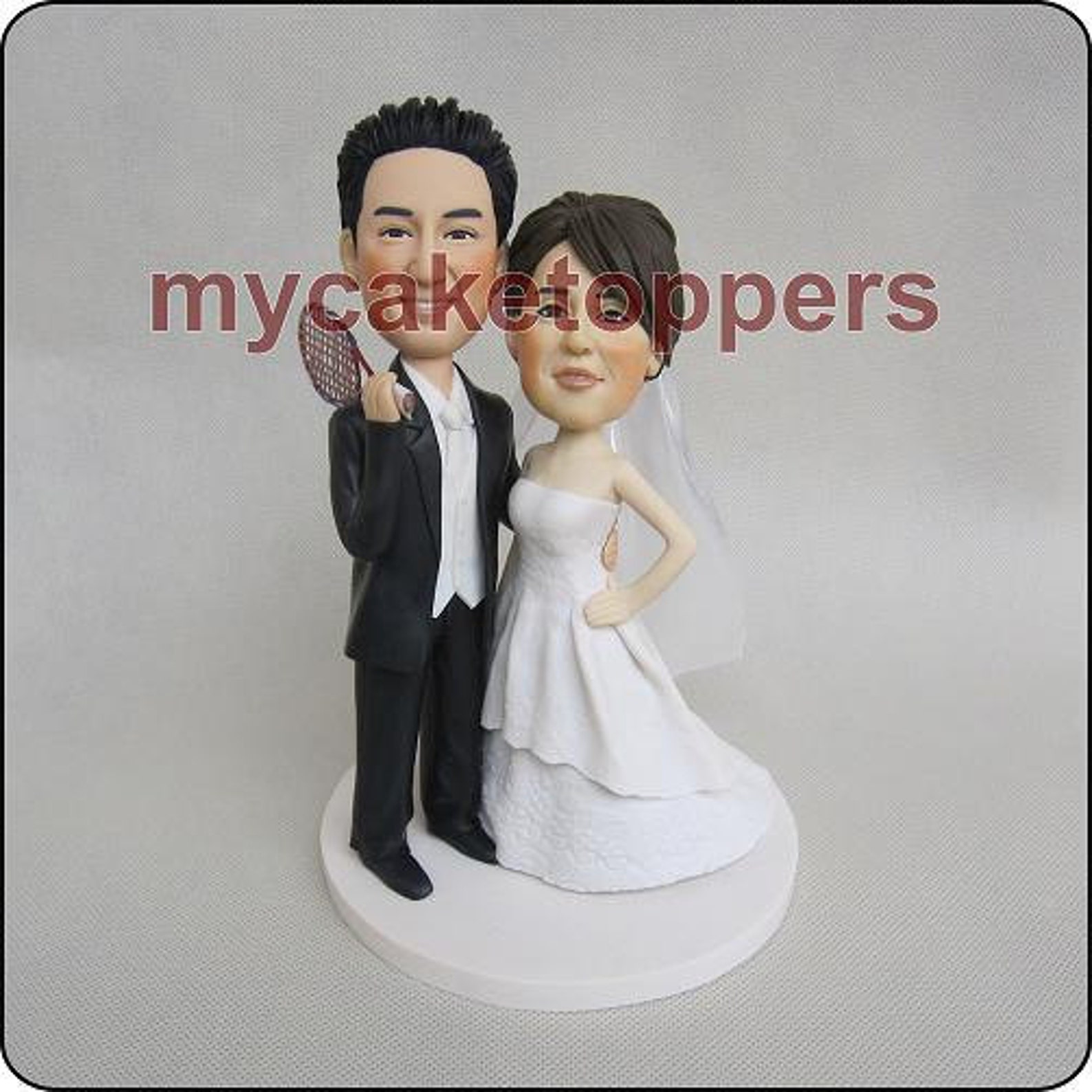 Custom Wedding Cake Topper: Personalized Clay Couple With Flower Arch ...