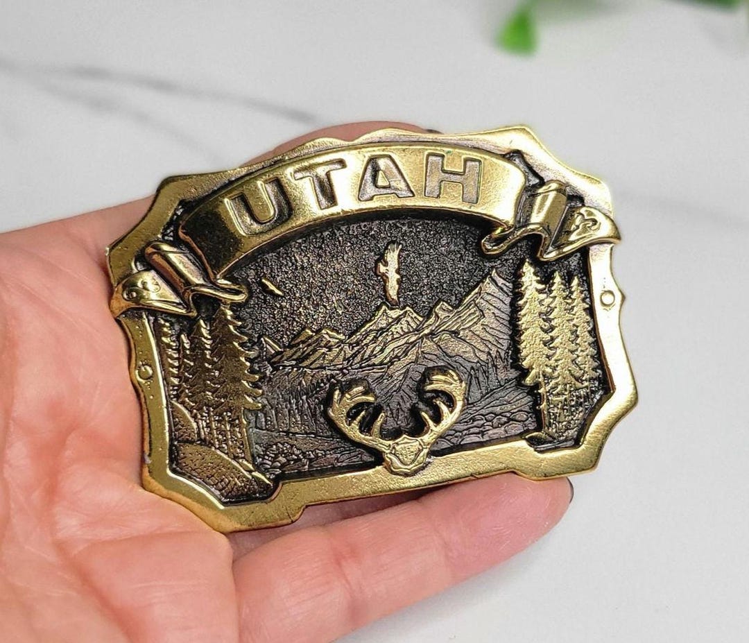 1982 VTG Brass Utah Belt Buckle - the Great American Buckle - Made in ...