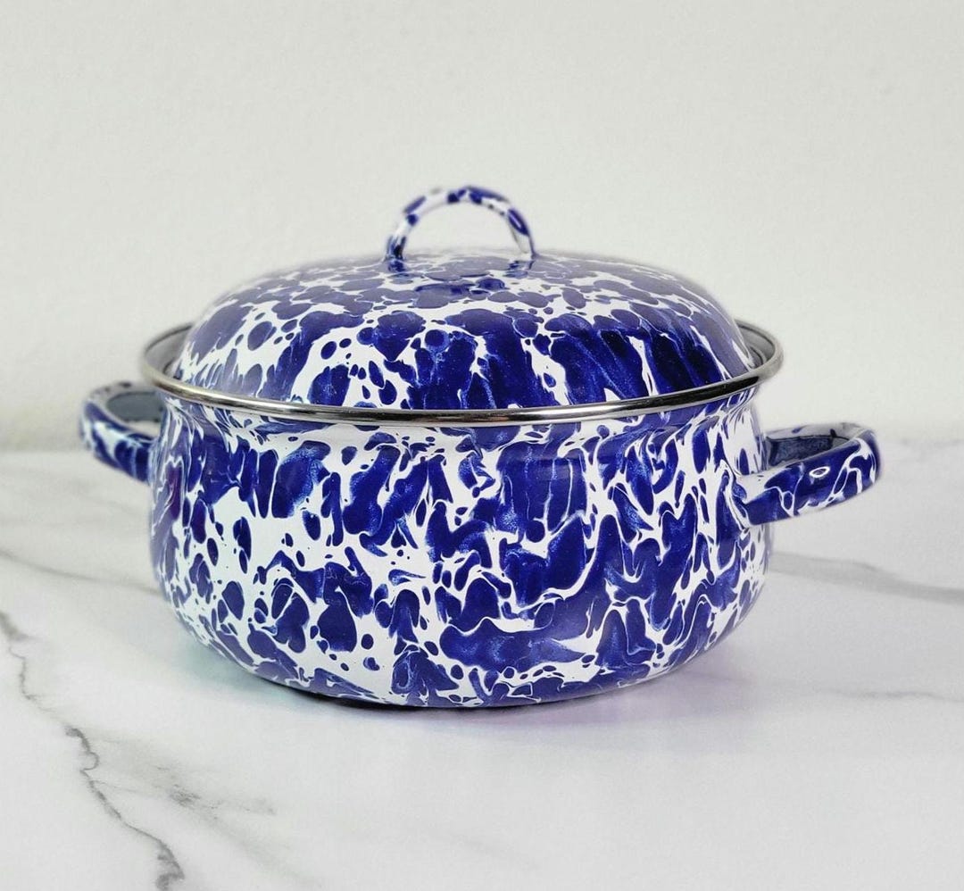 Golden Rabbit Enamel Ware Cobalt Swirl Dutch Oven 2.5 Quart - Etsy