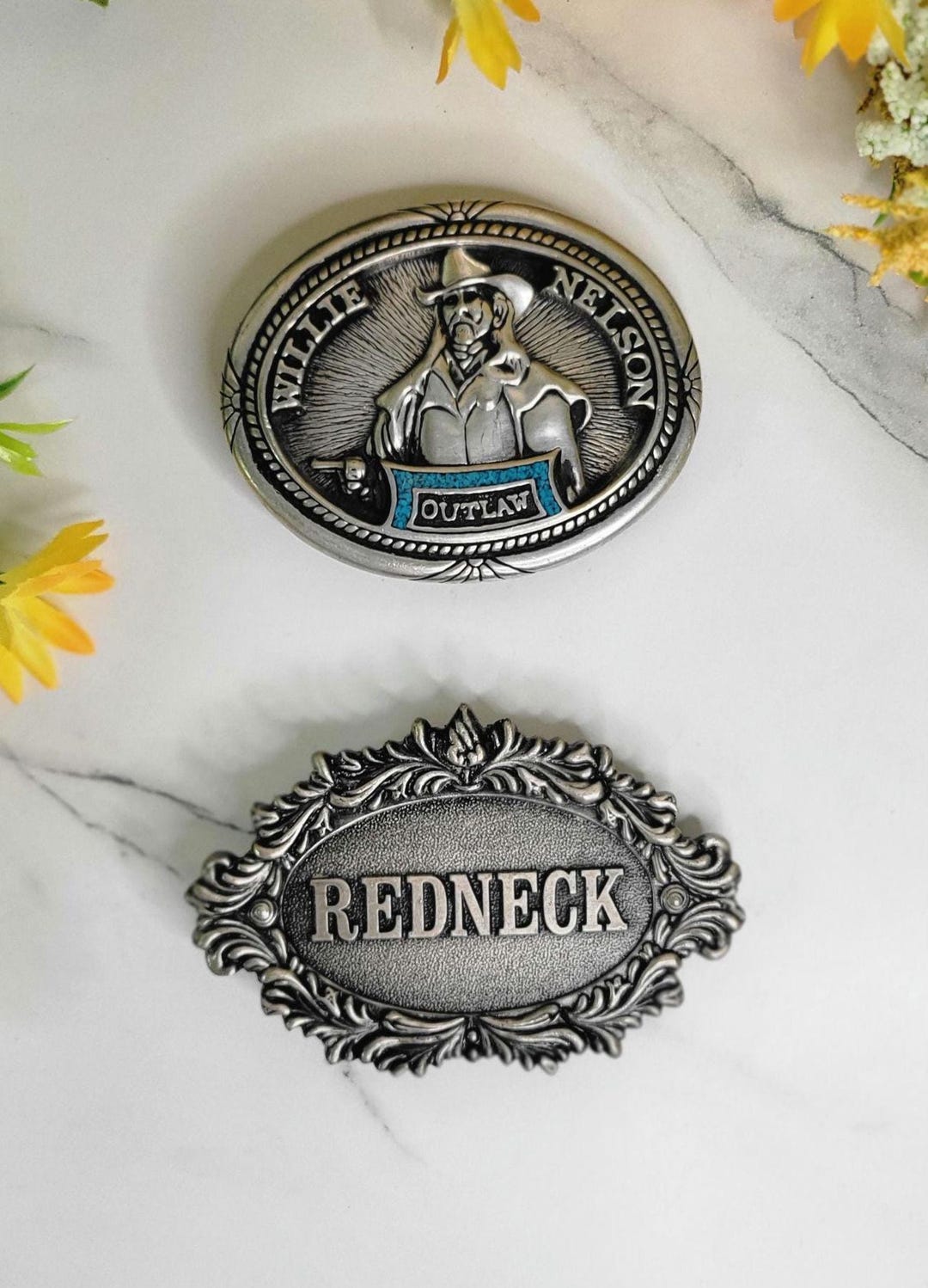 RARE VTG Collectible Belt Buckles - "willie Nelson" 1991 - "redneck ...