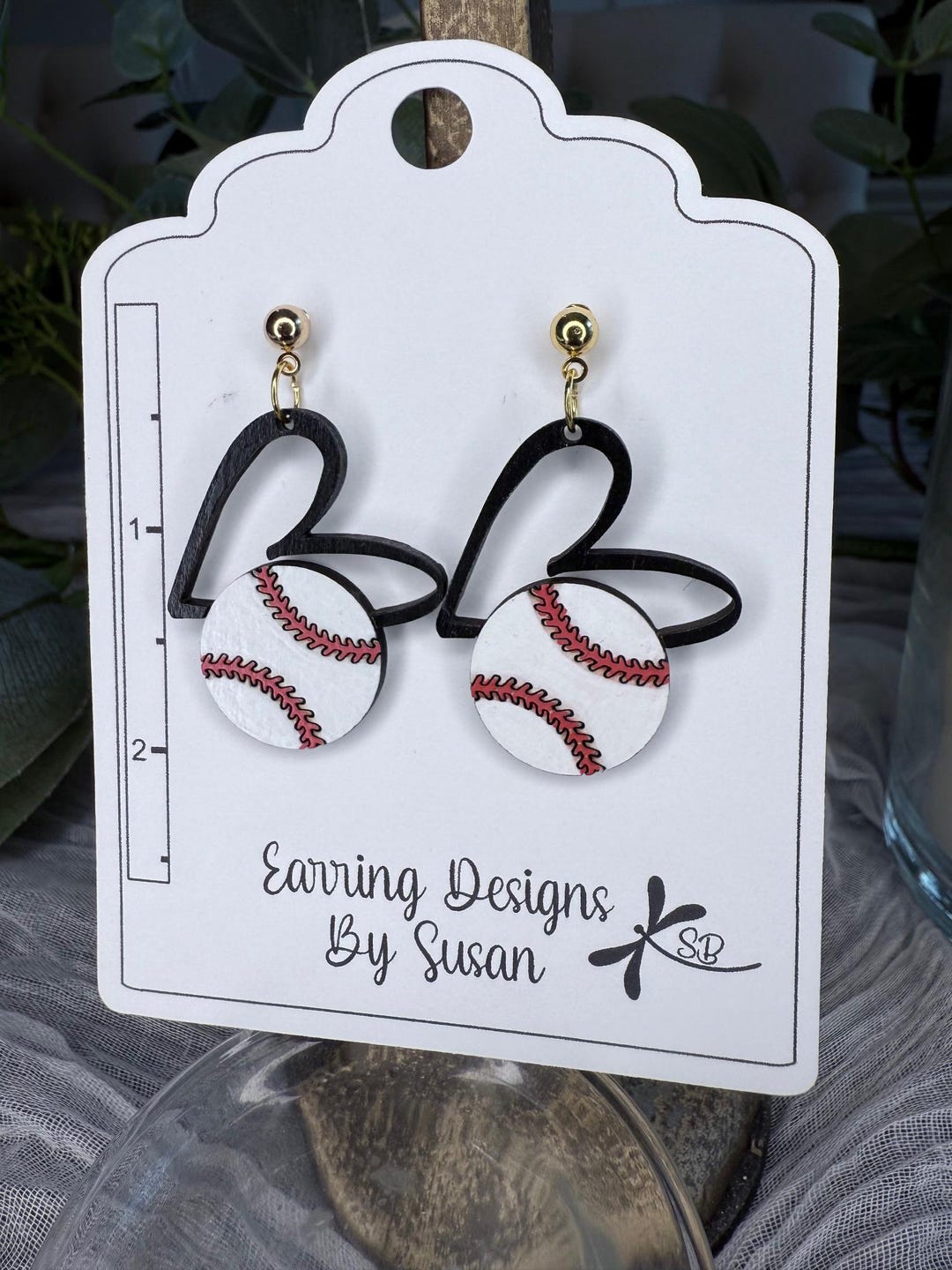 Wooden Baseball With Heart Sport Earrings. Unique, Stylish, Statement ...