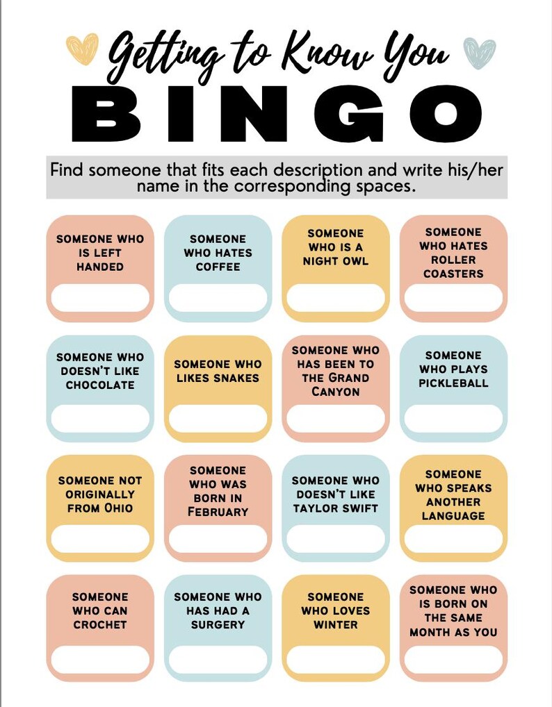 Back to School “get to Know You” Bingo – Icebreaker Game for School ...