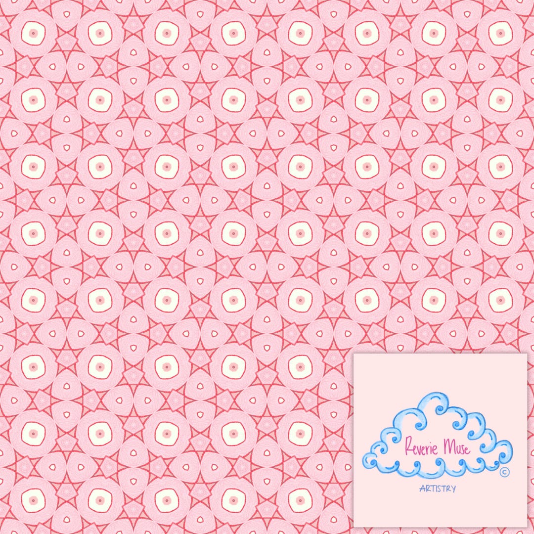 Bright Pink Repeating Pattern - Stars and Dots - Digital File for ...