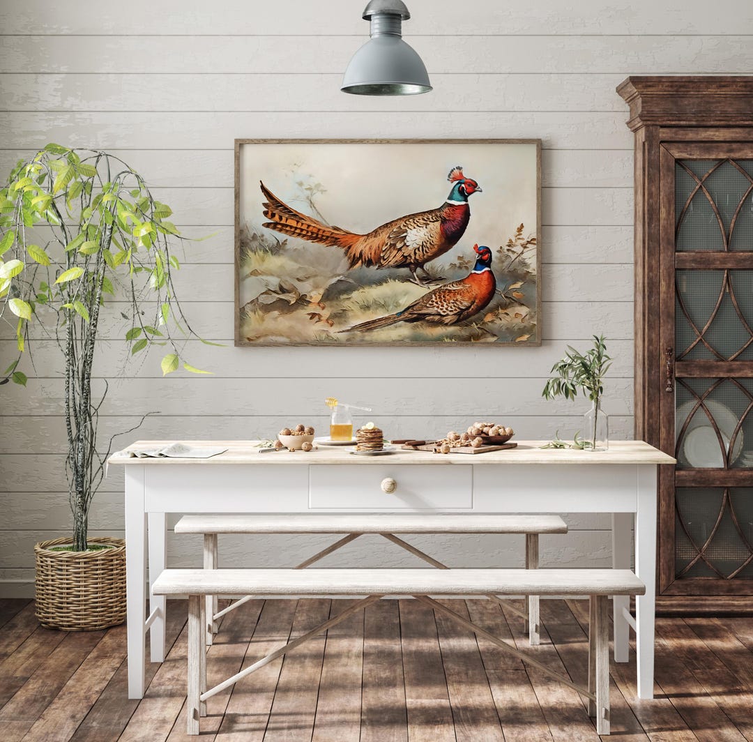 Pheasants Art Print: Rustic Wildlife Painting (digital Download) - Etsy