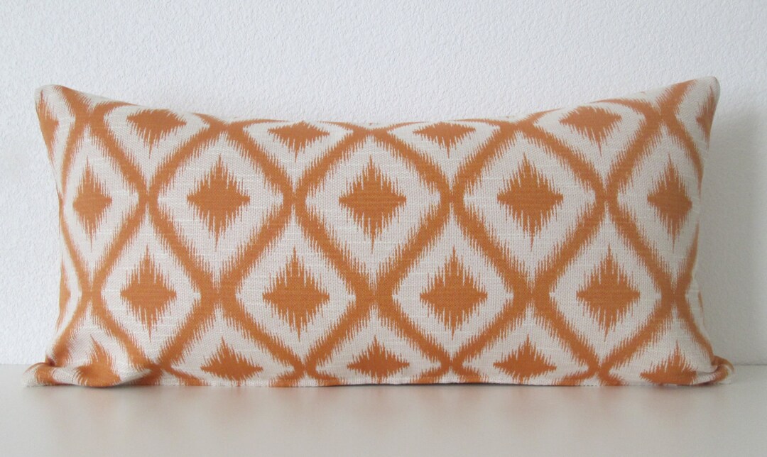 Modern Mango Orange Geometric Diamond Pillow Cover Mid-century Inspired ...