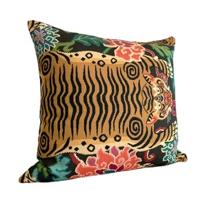 Tibetan Tiger Bolster Pillow Cover in Jewel Tiger Skin Motif Pillow ...