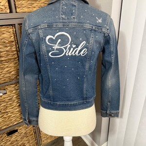 Embroidered Bride Denim Jacket: Sparkle Crystal Wedding Jean Jacket ...