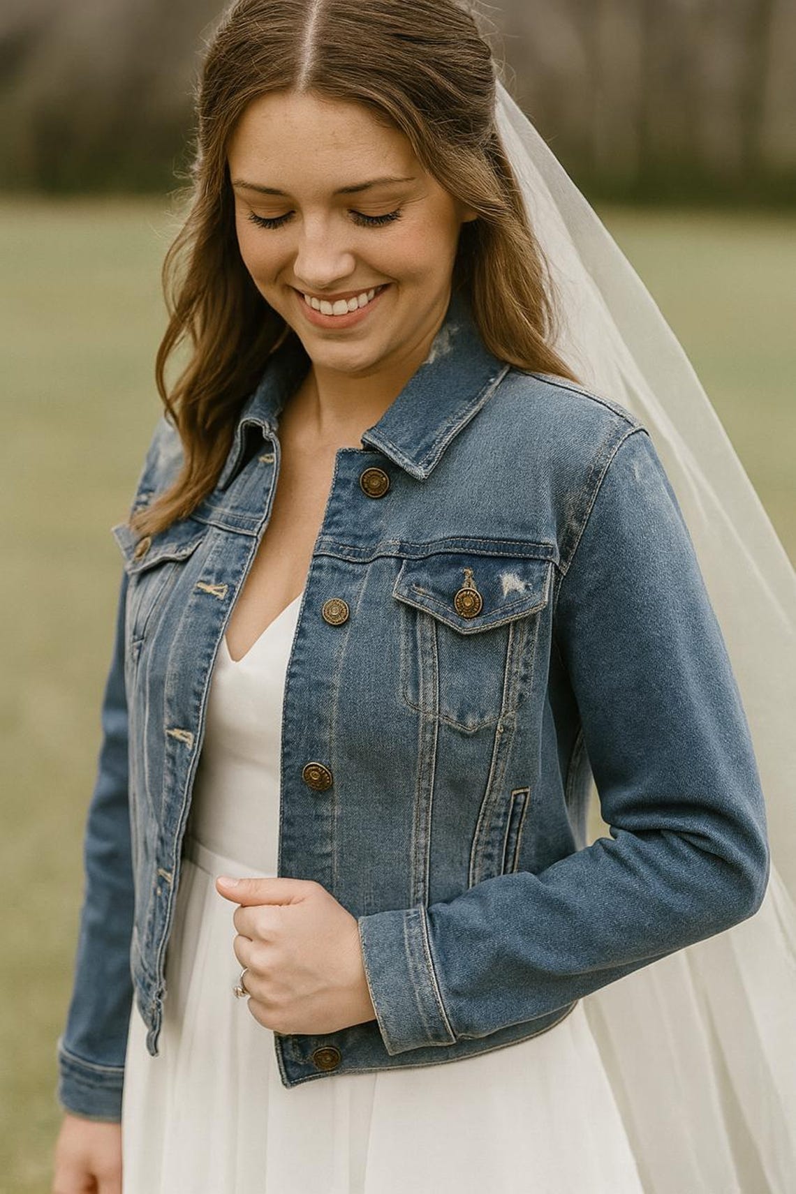 Embroidered Bride Denim Jacket: Sparkle Crystal Wedding Jean Jacket ...