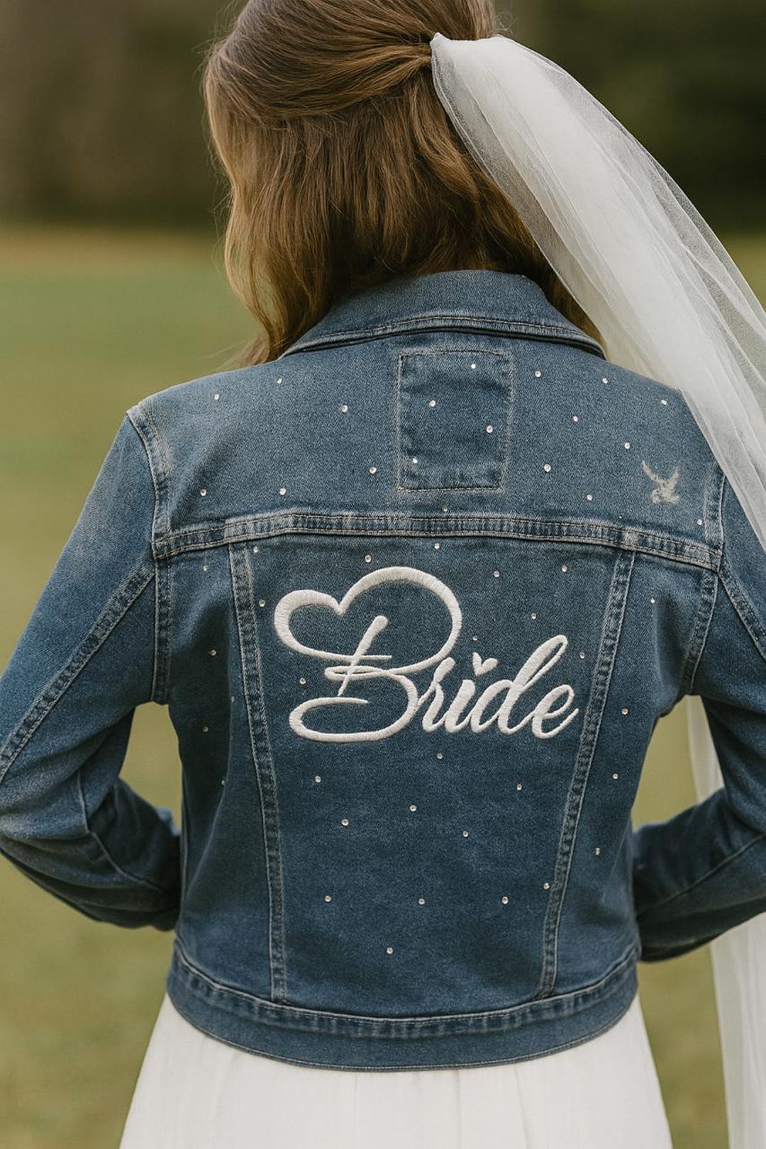 Embroidered Bride Denim Jacket: Sparkle Crystal Wedding Jean Jacket ...