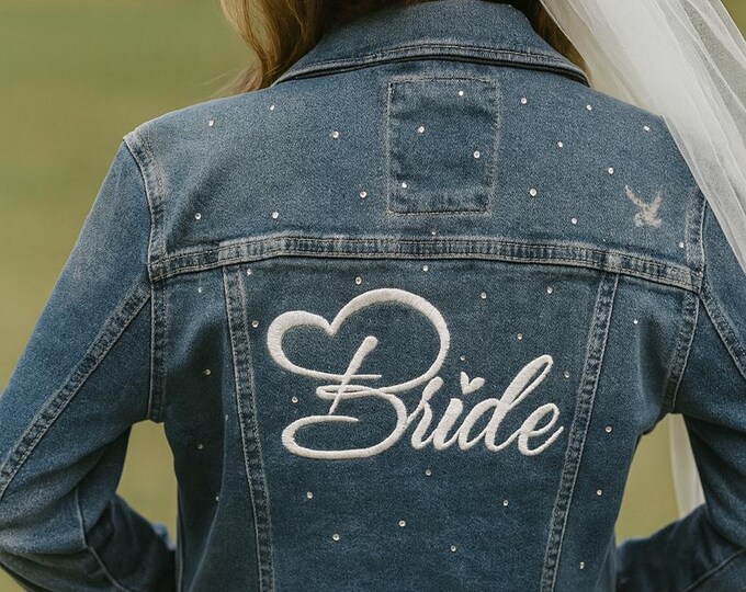 Embroidered Bride Denim Jacket: Sparkle Crystal Wedding Jean Jacket ...