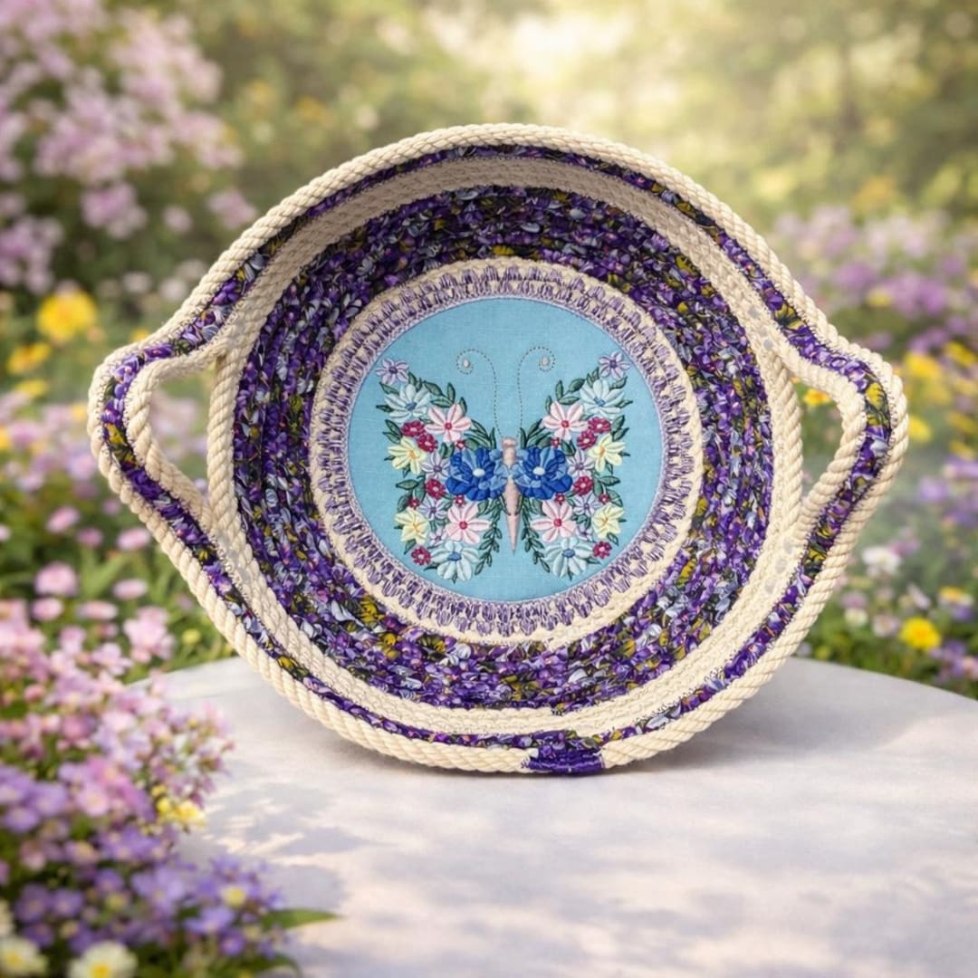 Handmade Cotton Rope Basket | Butterfly Embroidery, Love With Loops ...