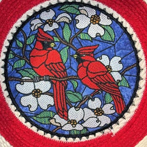 Cardinal Embroidered Cotton Rope Basket – Heat Resistant Handmade ...