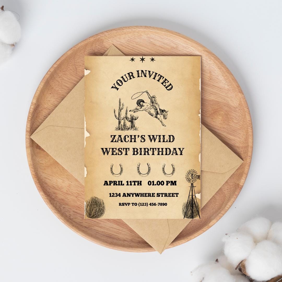 Self-editable Western Invitation Template, Printable, Instant Download ...