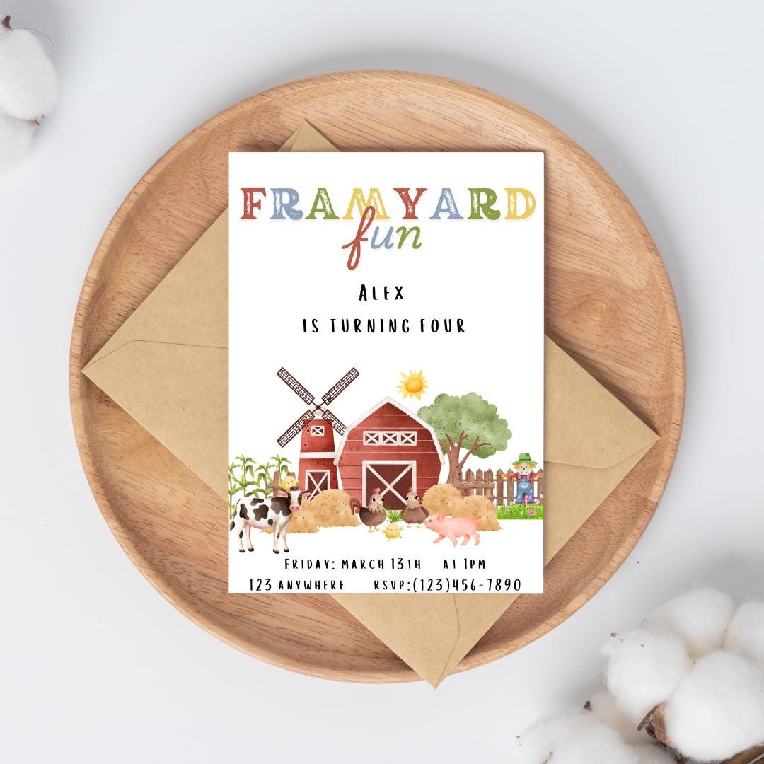 Self- Editable Farmyard Fun Invitation - Etsy