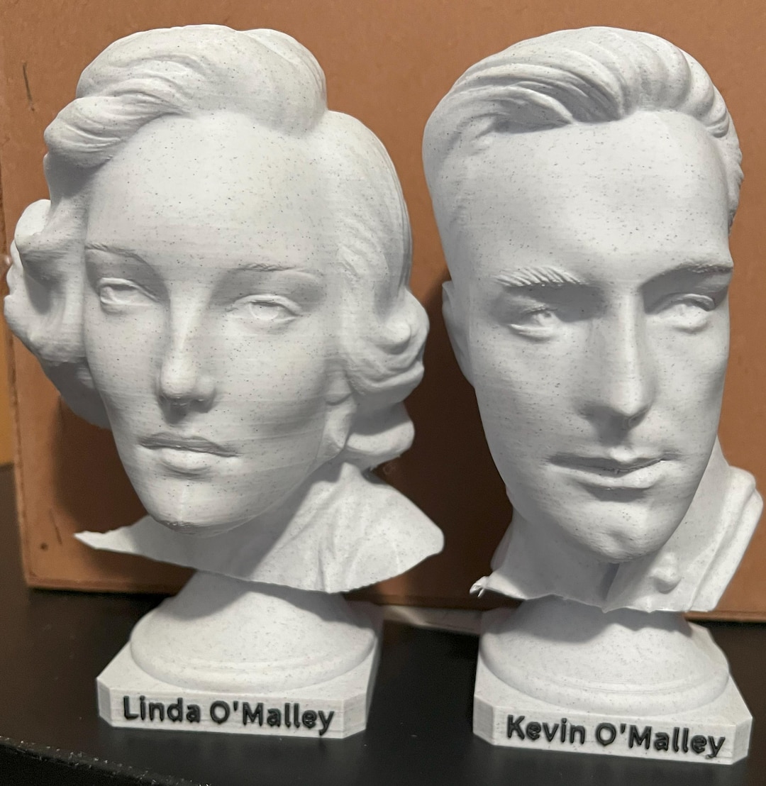Custom 3D Printed Portrait Sculpture (bust) – Marble PLA Memorial ...