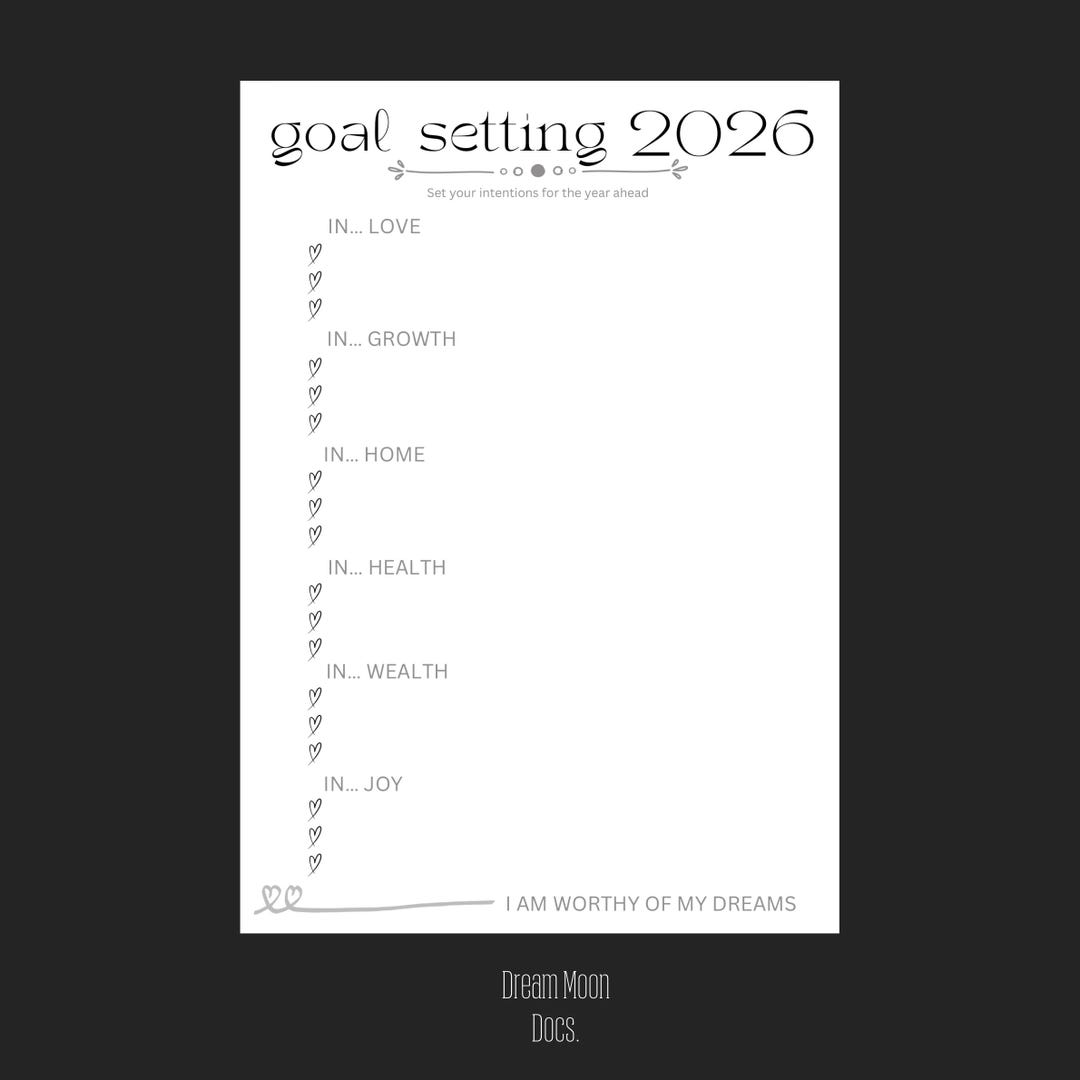 2026 Printable Goal Setting Worksheet | Mindset Planner | A4 | Instant ...