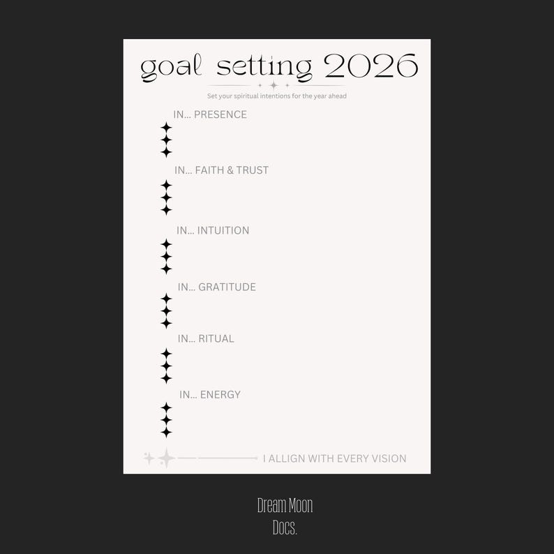 2026 Goals Worksheet Printable A4 | Spiritual Ritual Planner | Instant ...