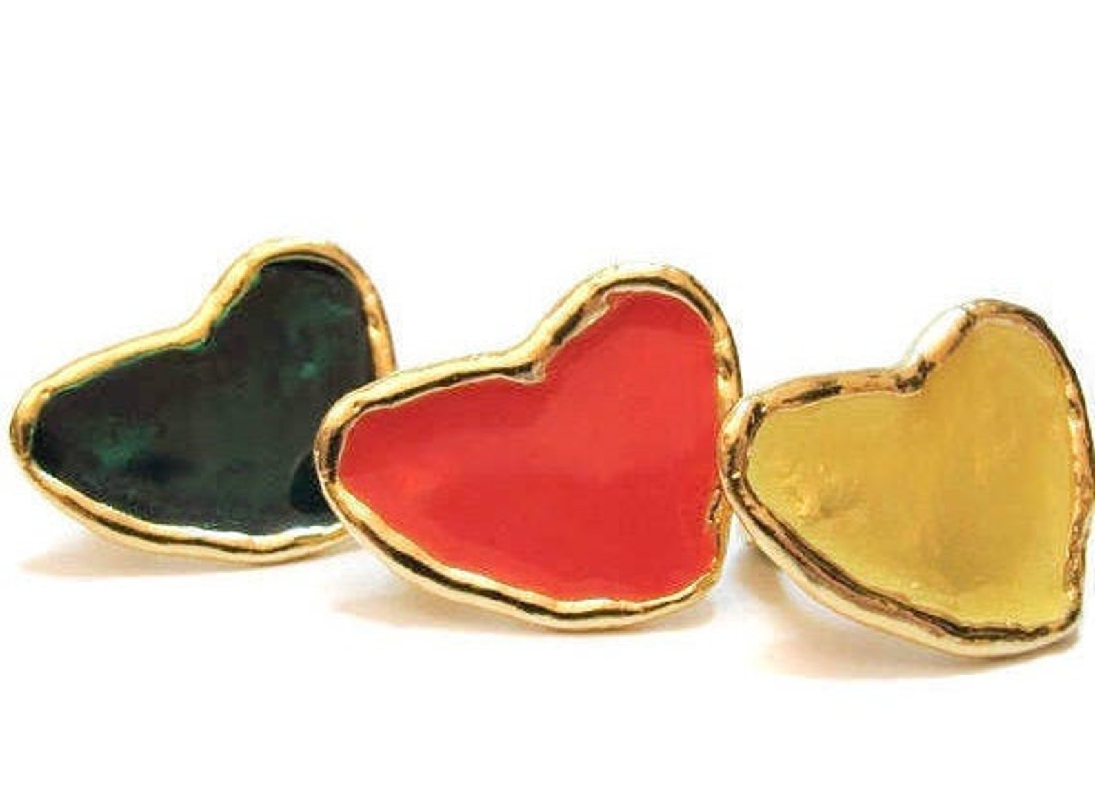 New Item, New Collection on SALE Large Enameled Funky Heart Ring, Women ...