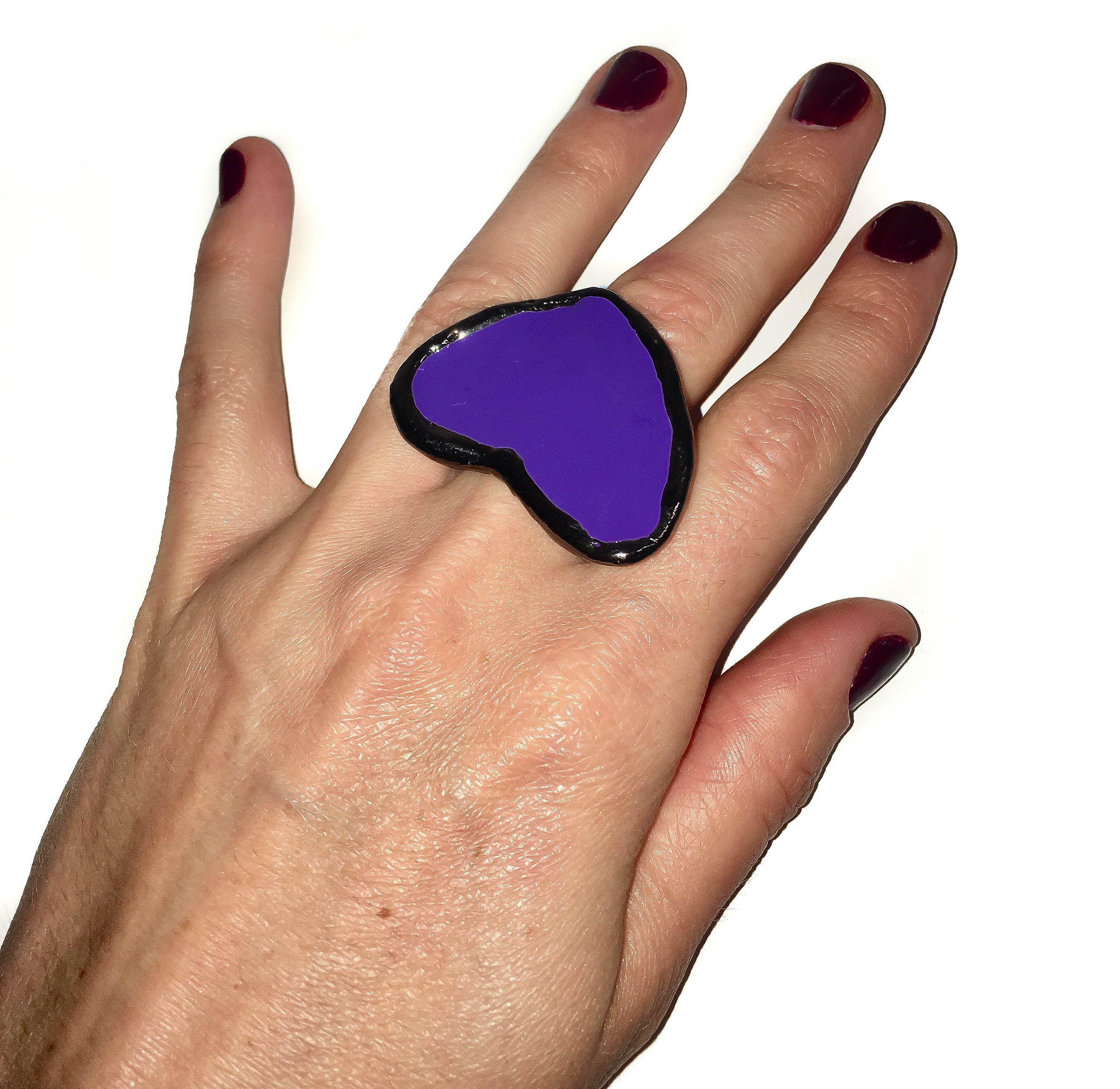 New Item, New Collection on SALE Large Enameled Funky Heart Ring, Women ...