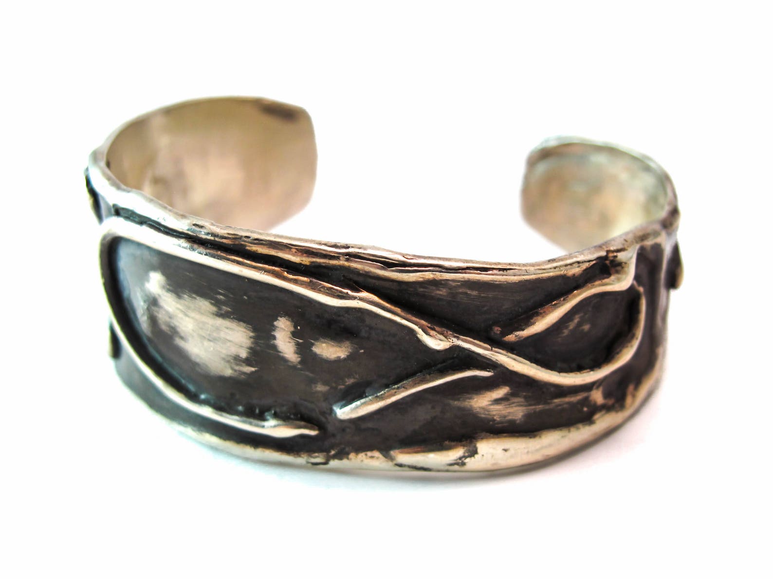Sterling Silver .925 Cuff Available in Oxidized and Shiny Polish, Women ...