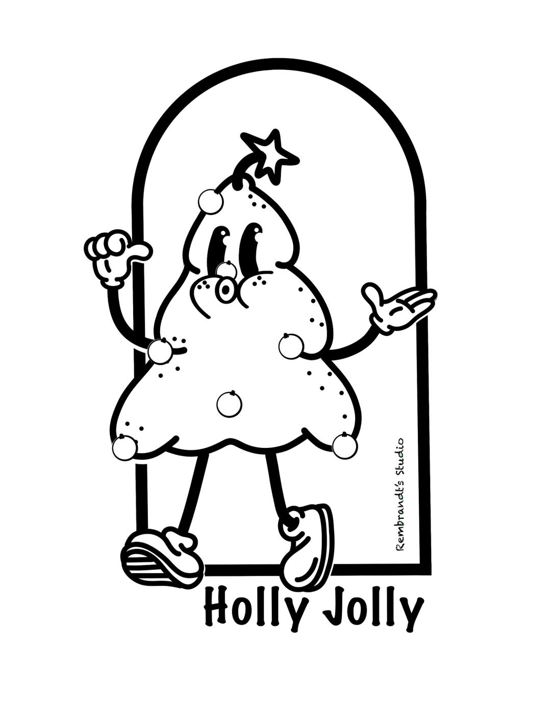 Holly Jolly Christmas Coloring Page, Cute Christmas Tree Coloring Sheet ...
