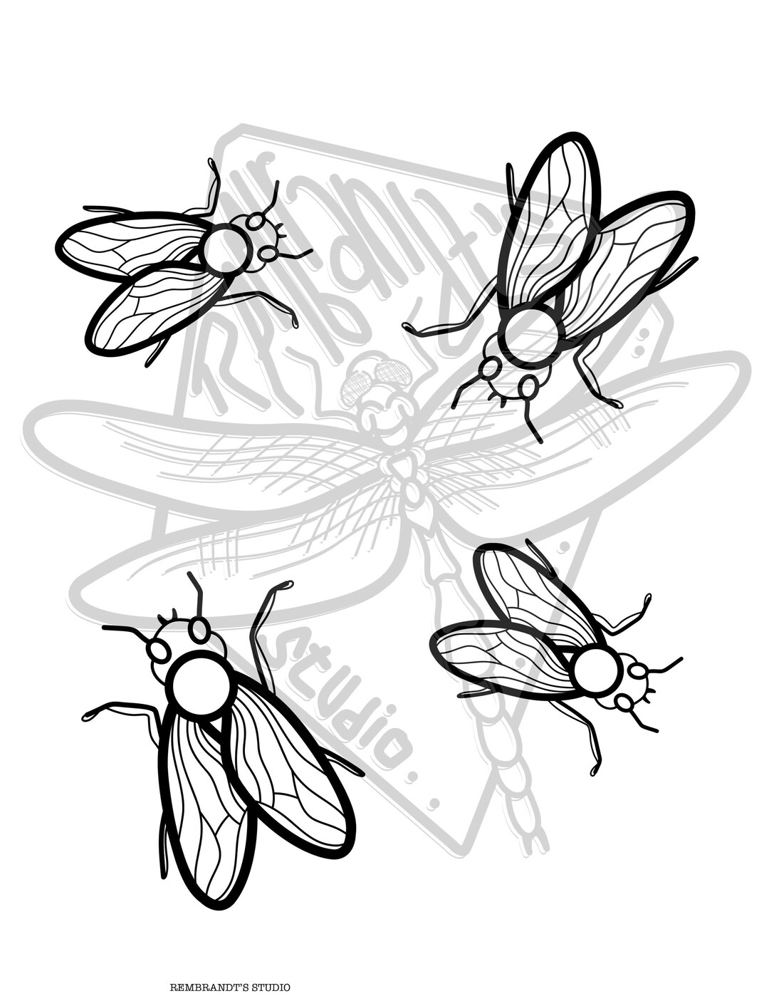 Flies Coloring Page - Download - Etsy