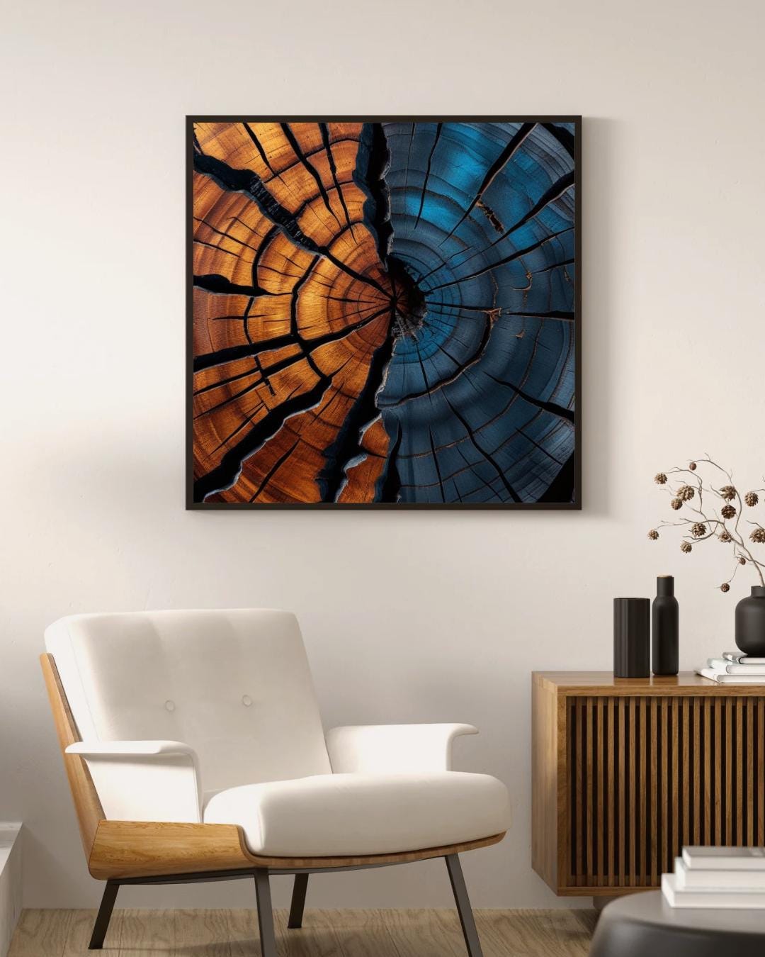 Abstract Tree Ring Wall Art, Wood Grain Digital Print, Rustic Modern ...
