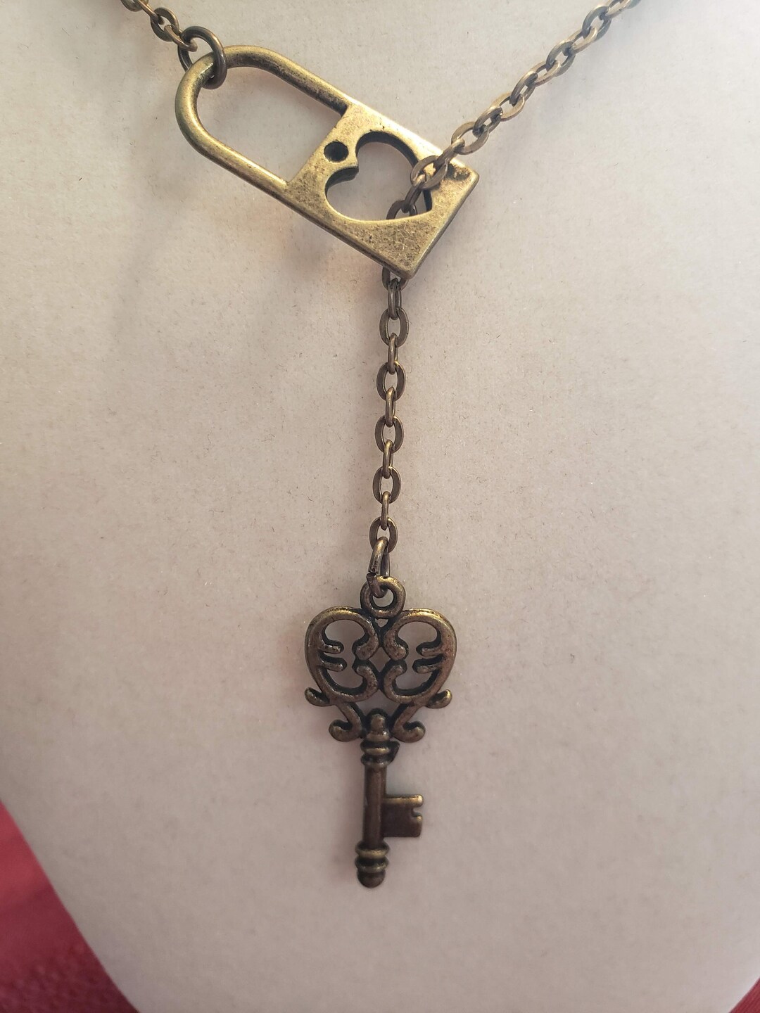 Antique Gold Lock and Key Necklace - Etsy